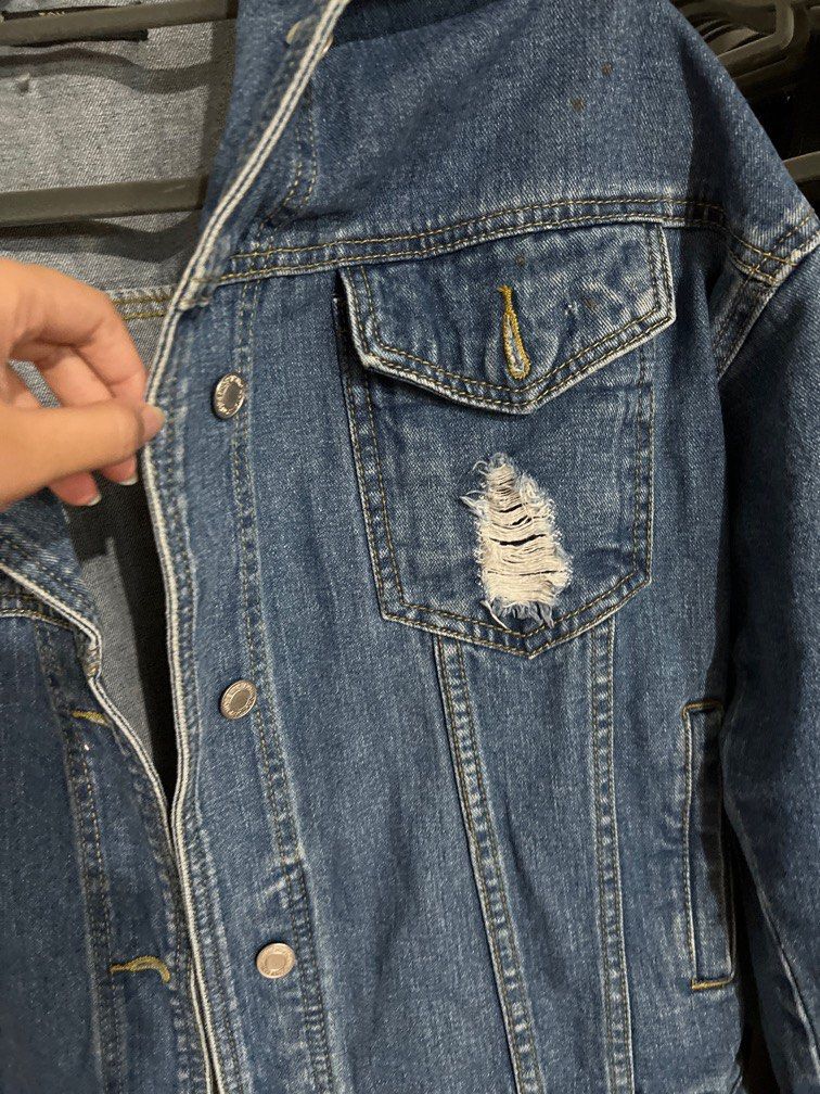Ton Lion Ripped Denim Jacket, Women's Fashion, Coats, Jackets and ...