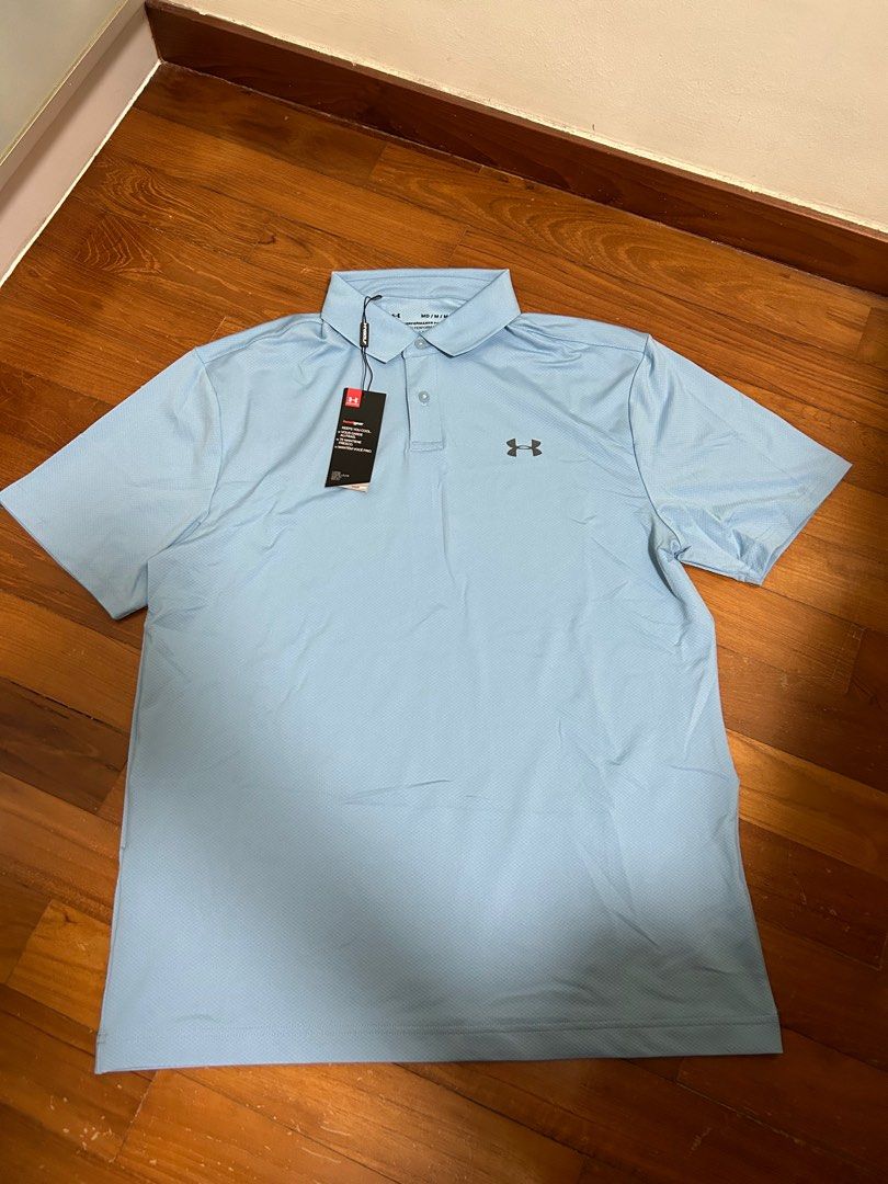 Under Armour light blue drifit polo tee, Men's Fashion, Activewear on ...