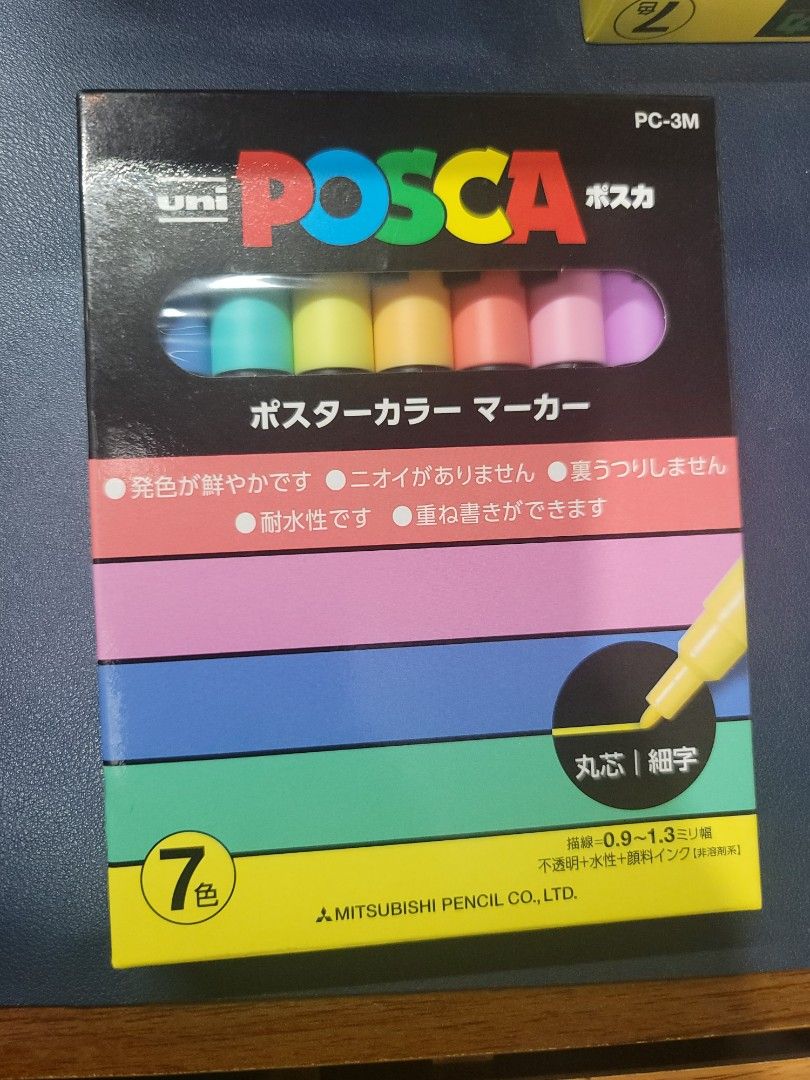 Uni Posca Acrylic Pastel (Set of 7) Markers 0.9-1.3mm (3M) PC3M7C on ...