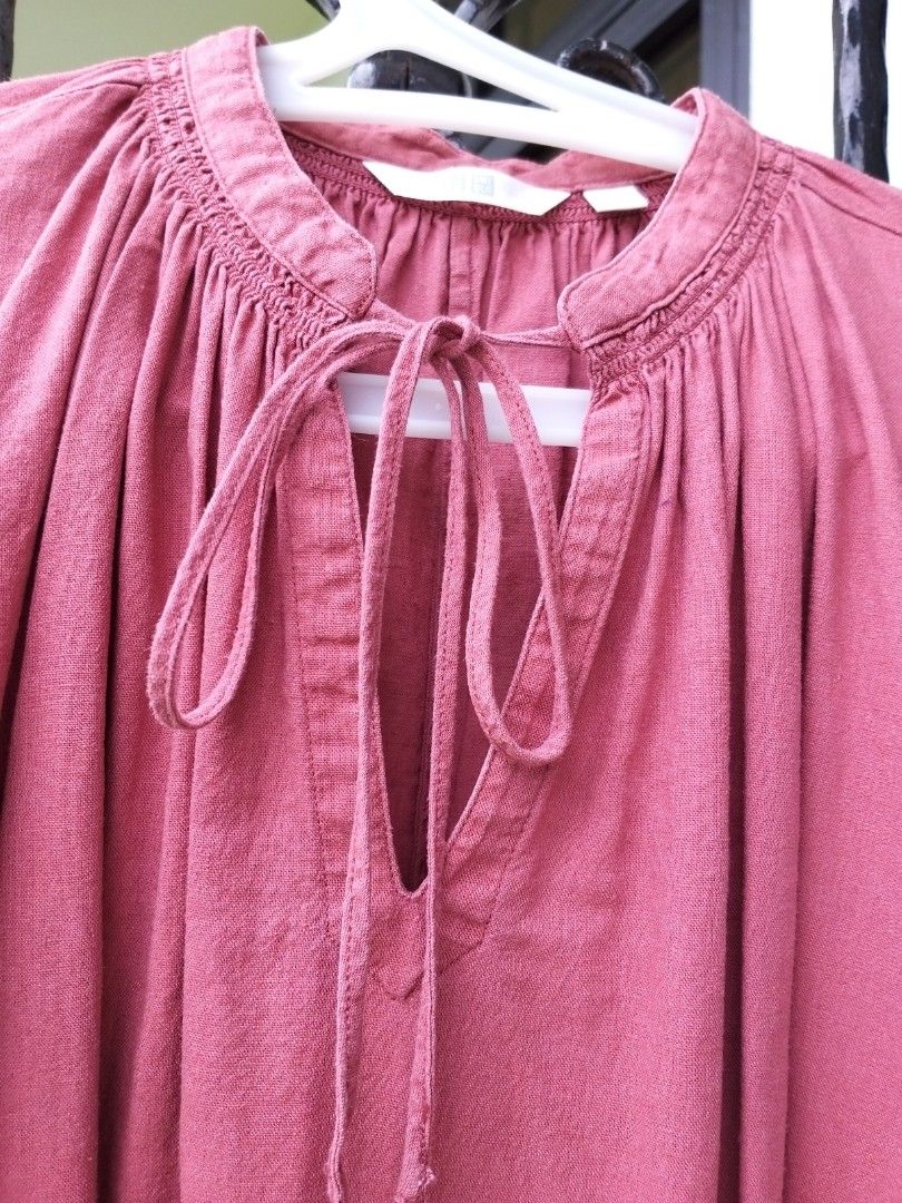 Uniqlo Ribbon Tie Blouse, Women's Fashion, Tops, Blouses on Carousell