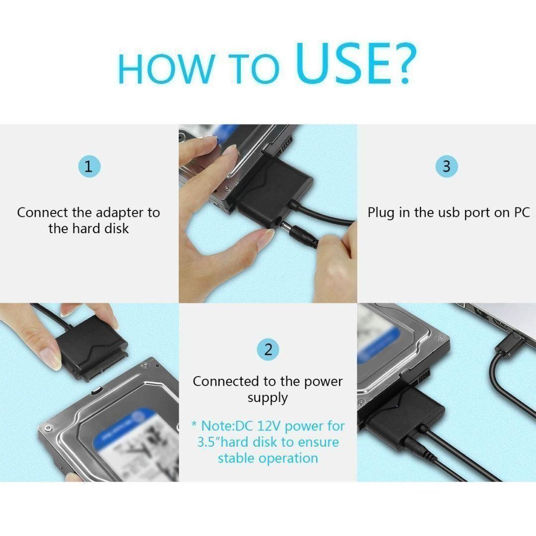 USB 3.0 to SATA Converter External Hard Drive Adapter Kit for Universal ...