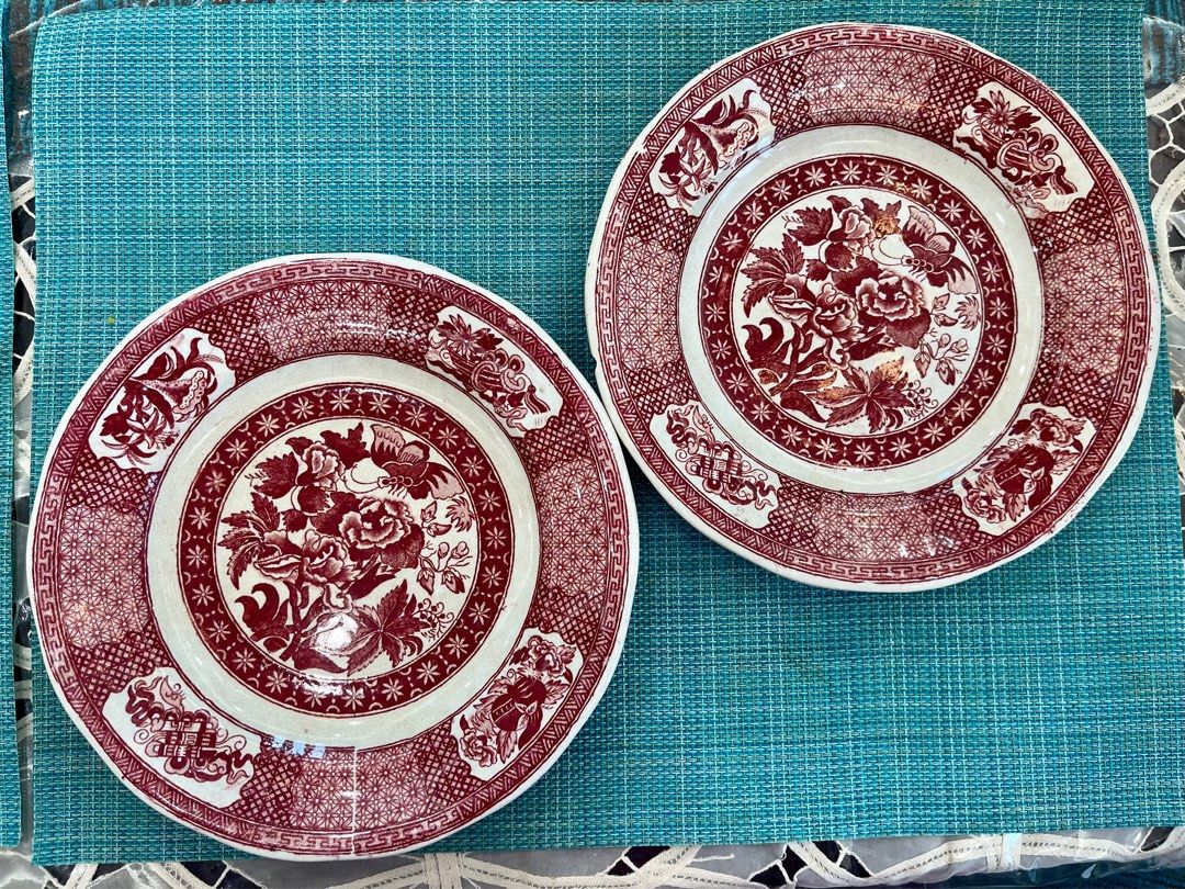 Vintage - Pregout & Co’ Maroon White Tea Plate Set, Hobbies & Toys ...