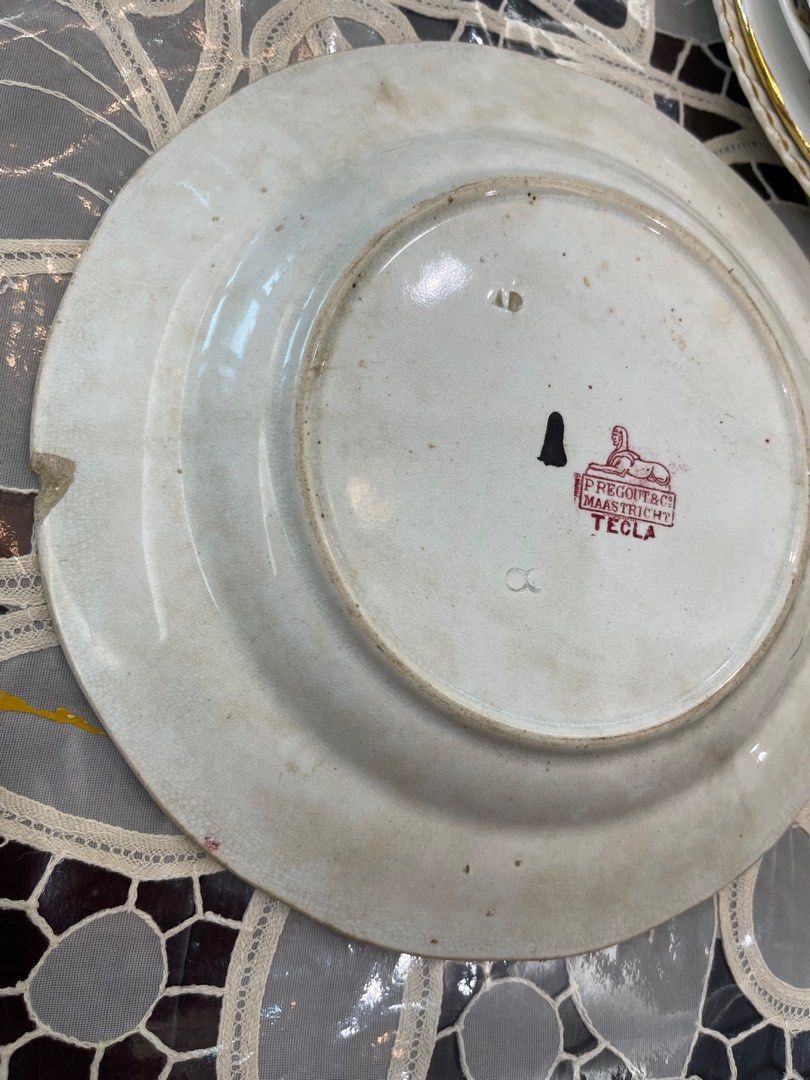 Vintage - Pregout & Co’ Maroon White Tea Plate Set, Hobbies & Toys ...