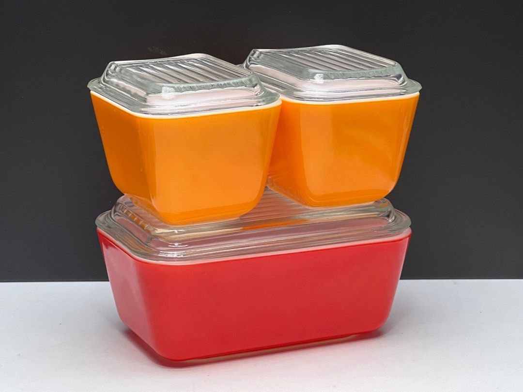 Vintage PYREX Oven-Refrigerator Dish in Primary Yellow & Cherry Red ...