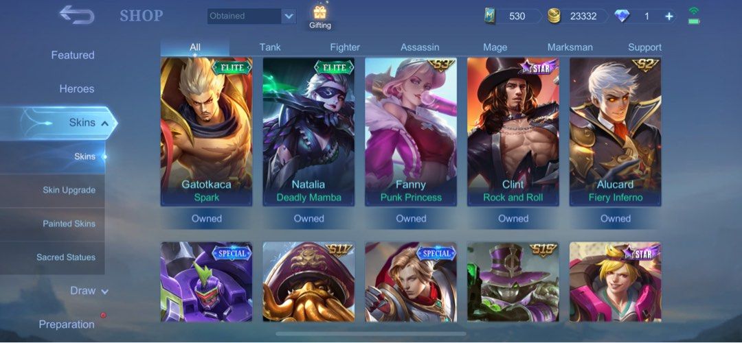 121 SKINS 9 EPIC SKINS, PRIME BEATRIX, SAINT SEIYA BADANG, LIGHTBORN ...