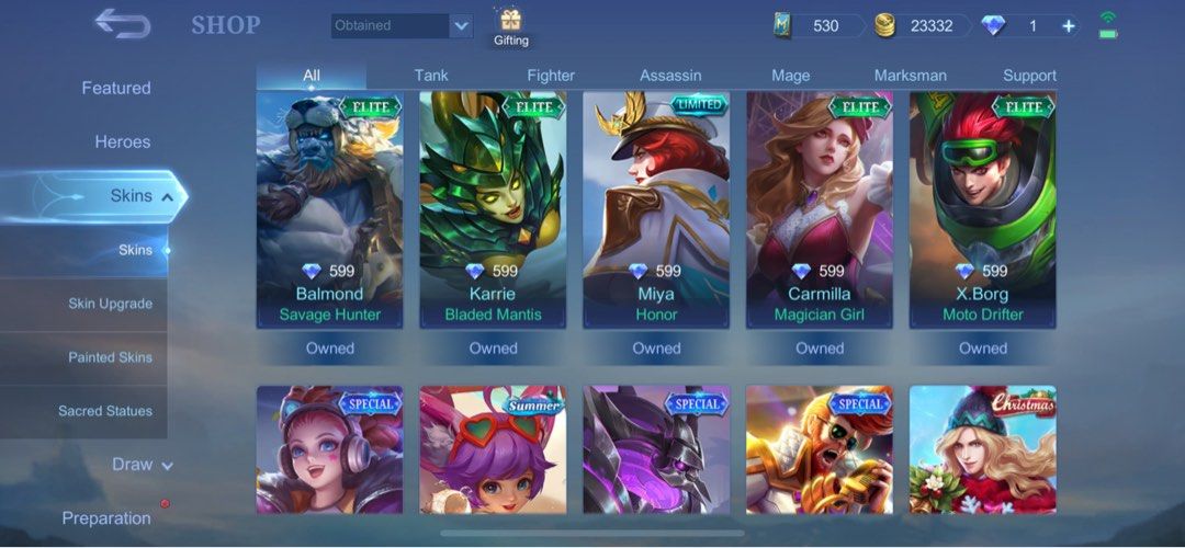 121 SKINS 9 EPIC SKINS, PRIME BEATRIX, SAINT SEIYA BADANG, LIGHTBORN ...