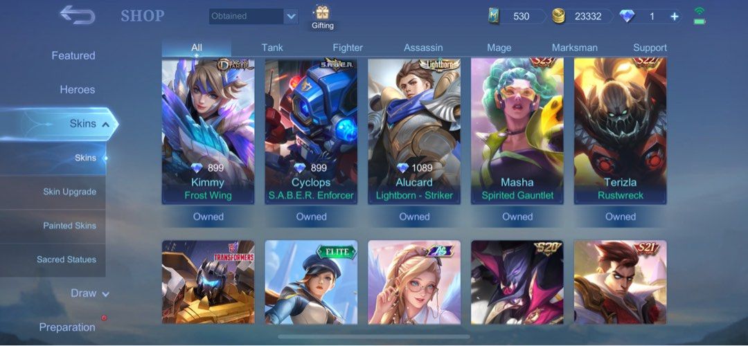 121 SKINS 9 EPIC SKINS, PRIME BEATRIX, SAINT SEIYA BADANG, LIGHTBORN ...