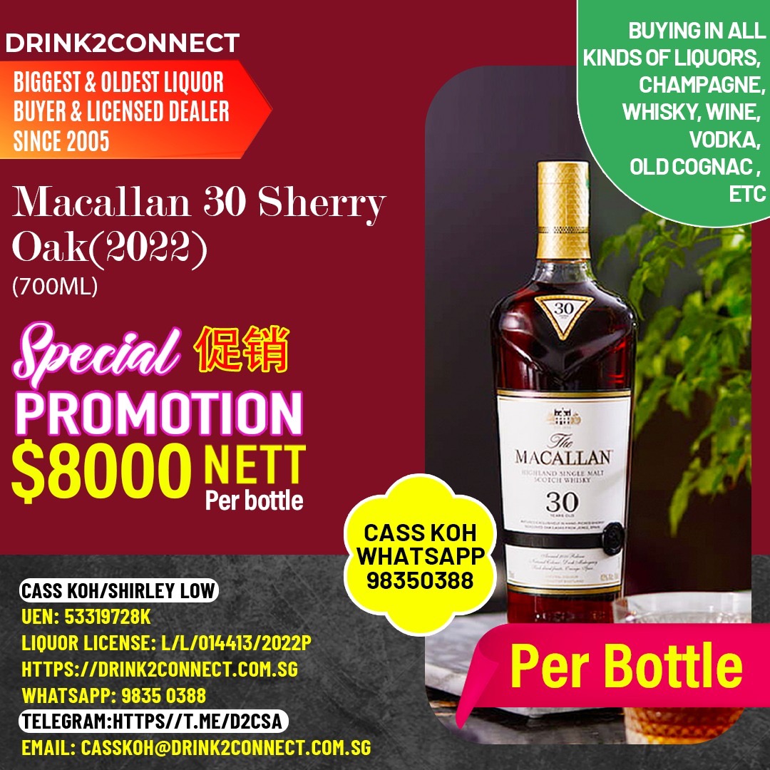 30yrs Macallan Whisky Sherry Oak, Food & Drinks, Alcoholic Beverages on ...