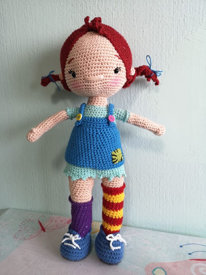 Amigurumi crochet doll, Pippi Longstocking, Hobbies & Toys, Stationery ...