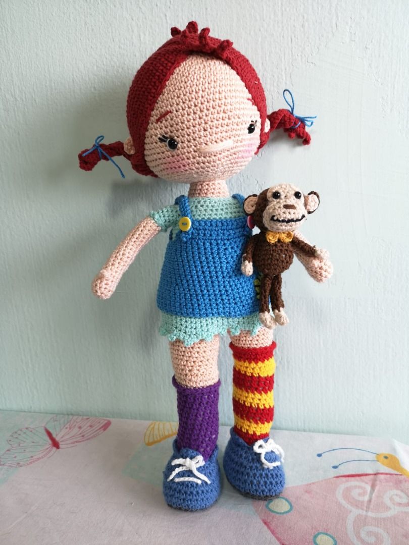 Amigurumi crochet doll, Pippi Longstocking, Hobbies & Toys, Stationery ...