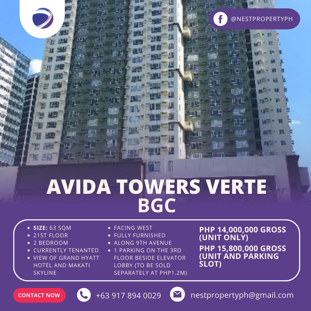 Avida Towers Verte, BGC Taguig City, Property, For Sale, Apartments ...
