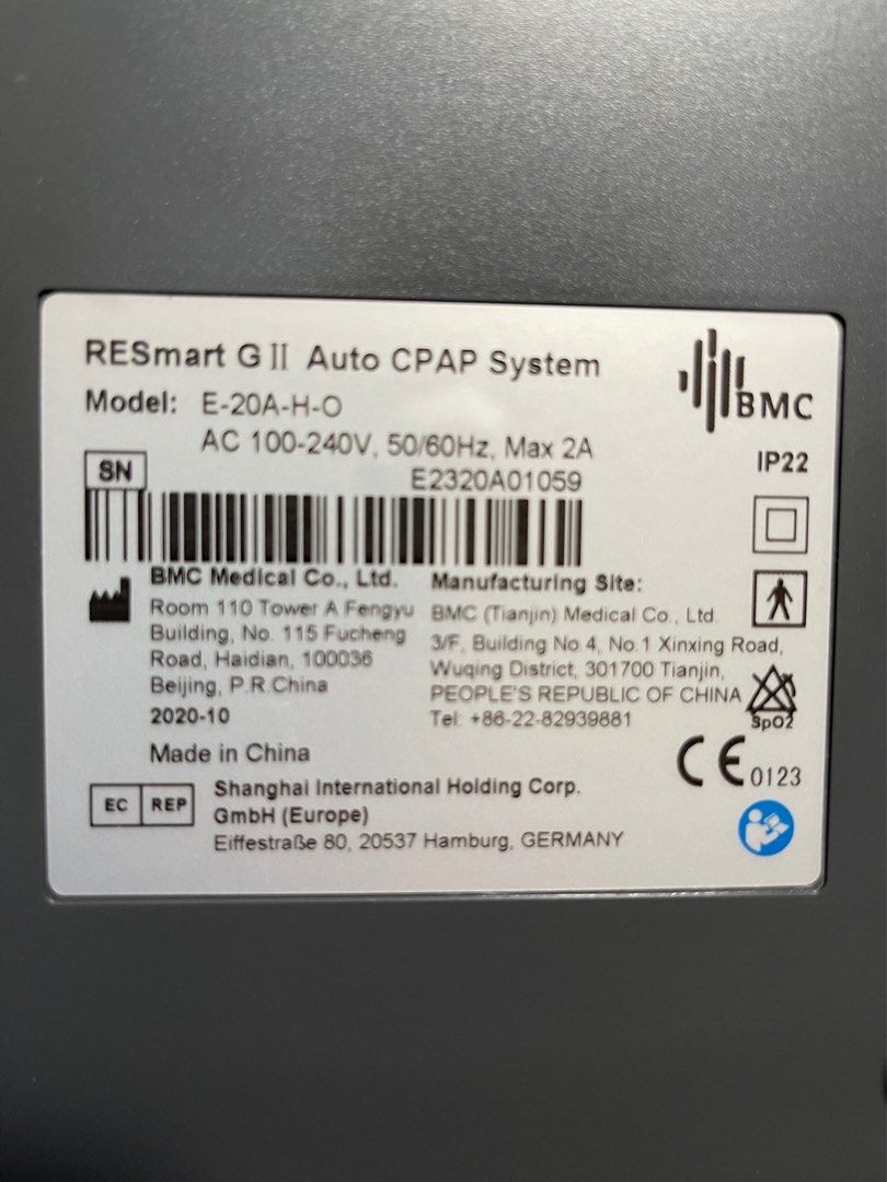 BMC RESmart G II Auto CPAP System, Health & Nutrition, Assistive ...
