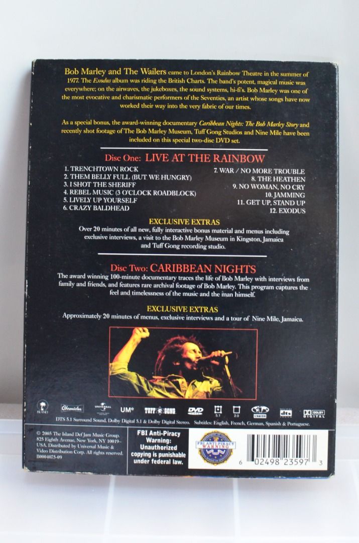 BOB MARLEY AND THE WAILERS LIVE AT THE RAINBOW - ORIGINAL DVD on Carousell