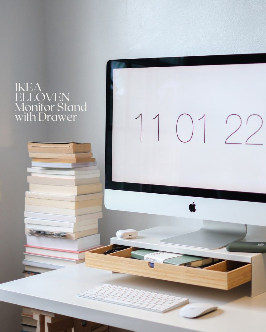 IKEA ELLOVEN Monitor Riser with Drawer, Furniture & Home Living, Office ...