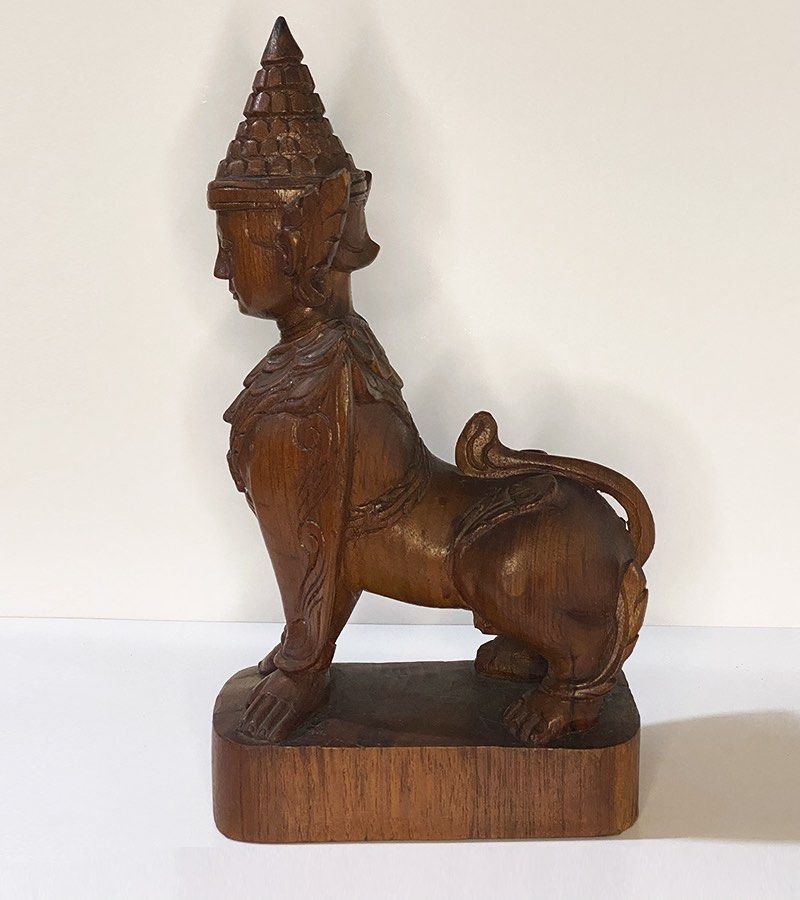 Burmese lacquered teak manussiha sculpture, Hobbies & Toys, Memorabilia ...