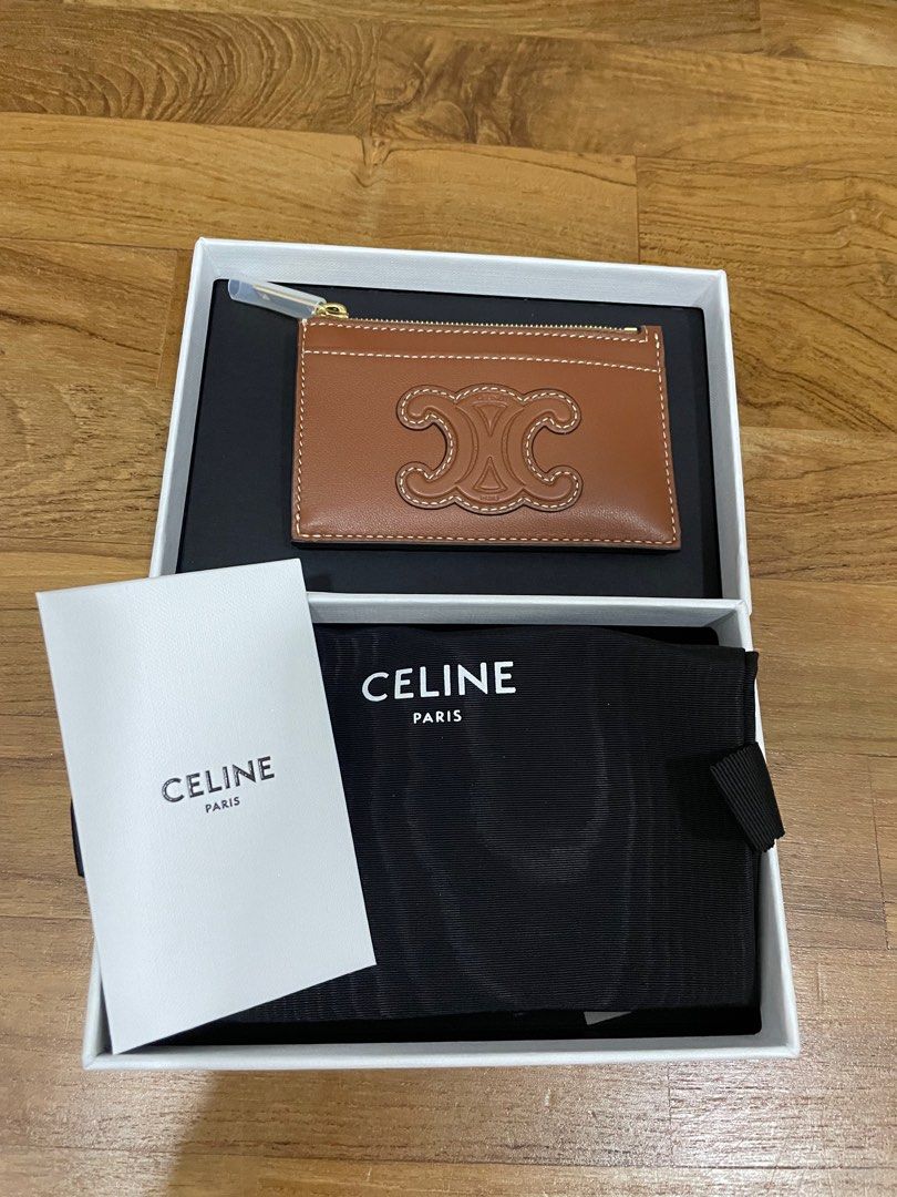 CELINE - ZIPPED CARD HOLDER IN SMOOTH LAMBSKIN (COLOR: TAN), Women's ...