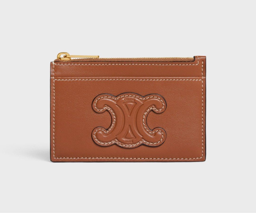 CELINE - ZIPPED CARD HOLDER IN SMOOTH LAMBSKIN (COLOR: TAN), Women's Fashion, Bags & Wallets ...