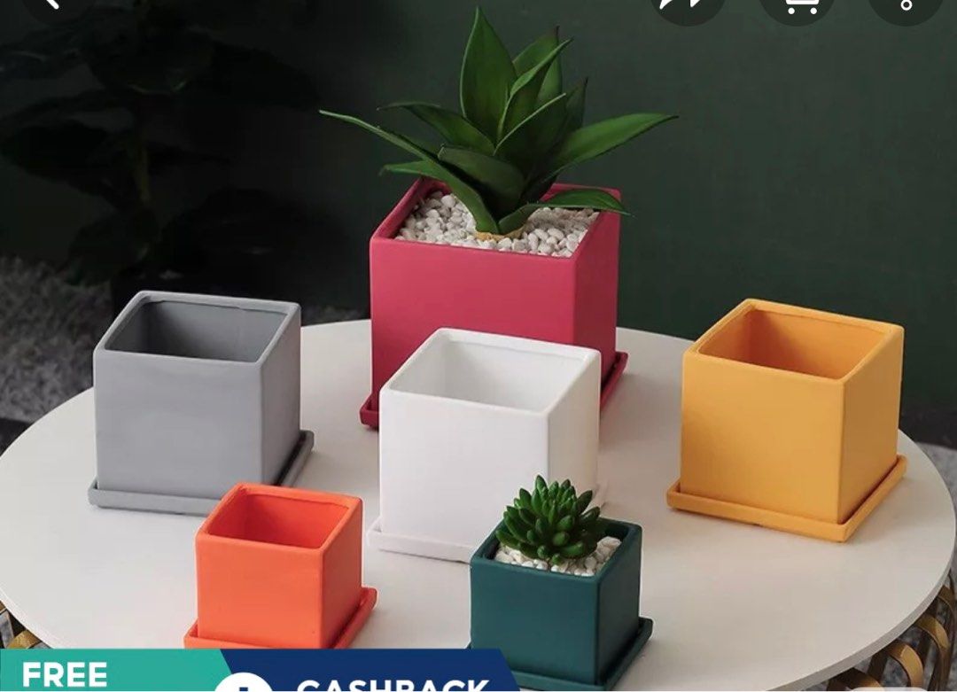 Ceramic square pots, Furniture & Home Living, Gardening, Pots ...