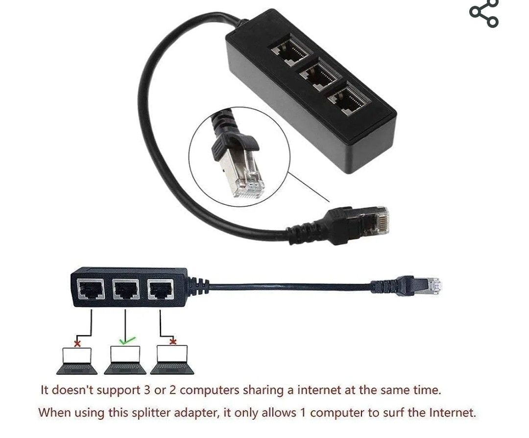 CERRXIAN RJ45 Ethernet Splitter Cable,RJ45 1 Male to 3 x Female LAN ...