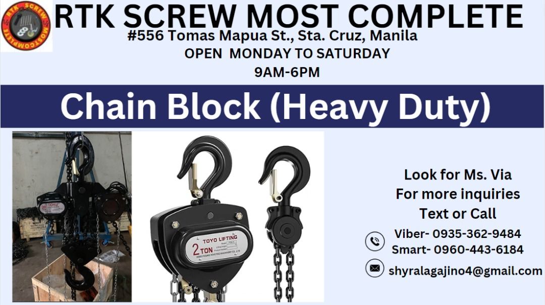 Chain Block (Heavy Duty), Commercial & Industrial, Construction Tools ...