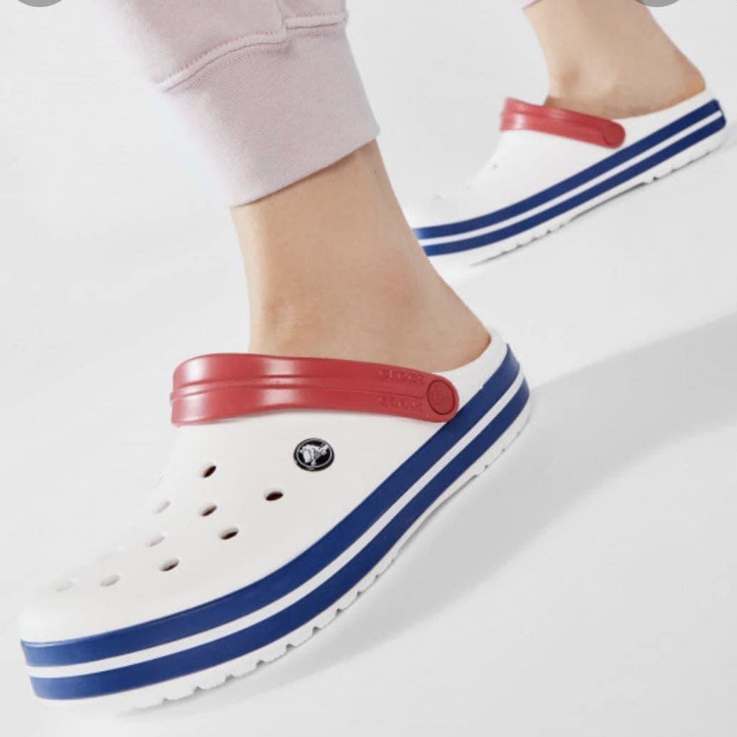 Crocs Crocband Clogs White/Blue Jean, Women's Fashion, Footwear, Flats ...