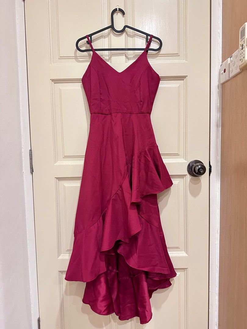 Elegant Maroon Evening Dress Dinner Dress, Women's Fashion, Dresses ...