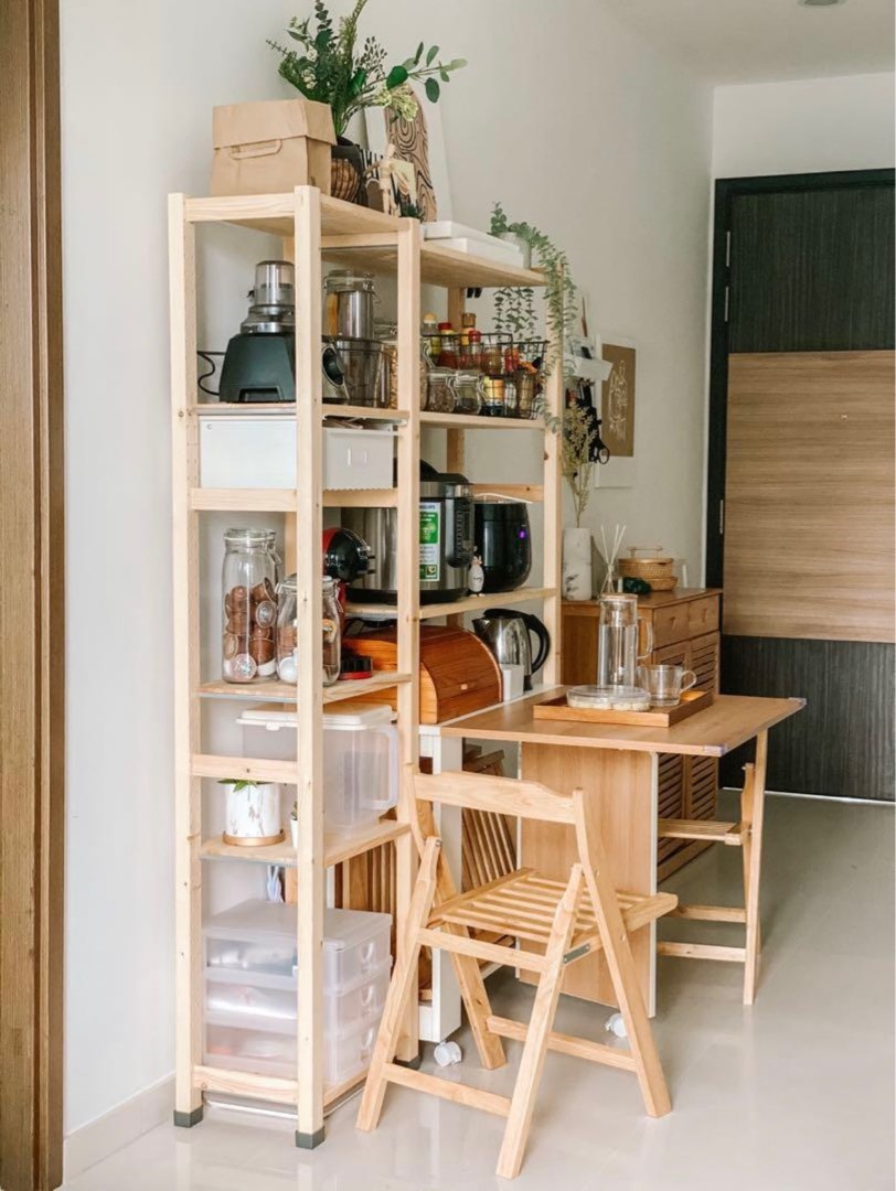 Foldable Dining Table Set w/ Ivar Rack, Furniture & Home Living ...