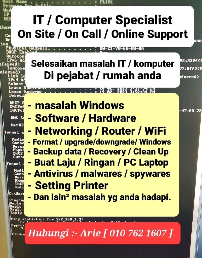 Format PC Laptop, repair and networking, setup router on site ...