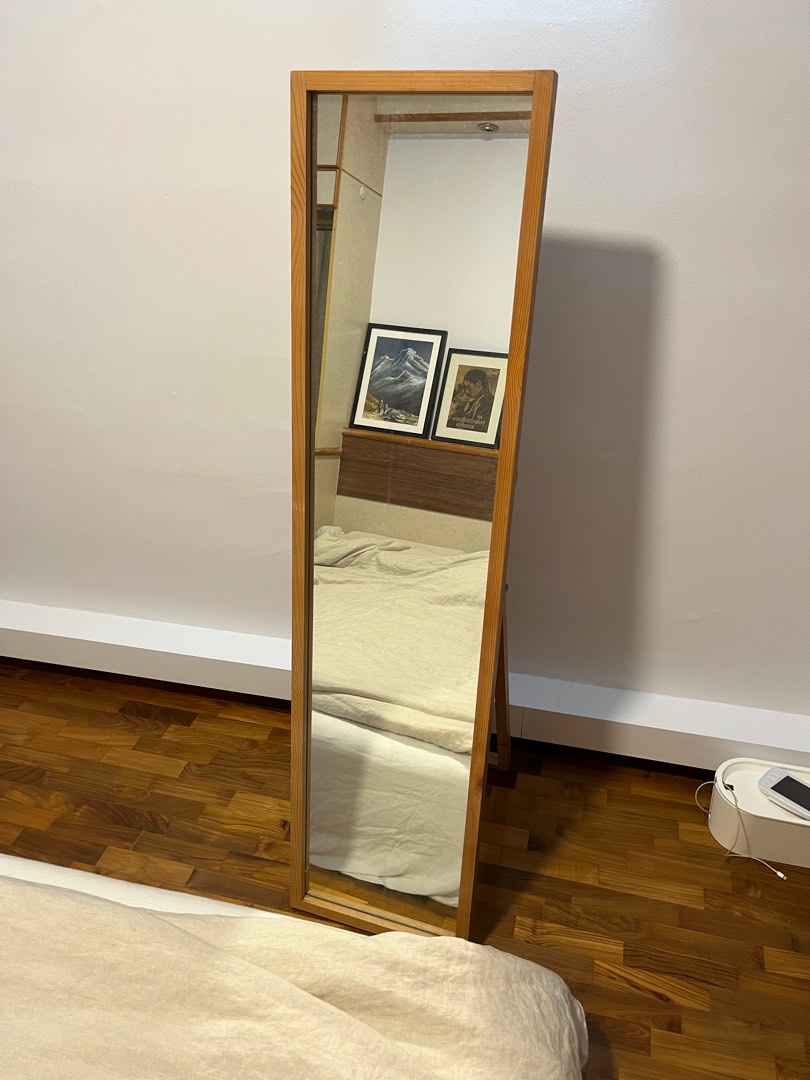 Full length standing wooden Muji mirror, Furniture & Home Living, Home ...