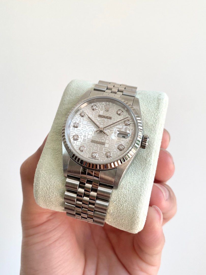 (Full Set) Rolex Datejust 36 Silver Computer Diamond Ref. 16234, Luxury ...