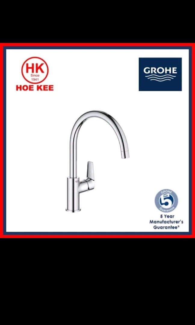 Grohe BauEdge Kitchen Sink Mixer, Furniture & Home Living, Bathroom ...