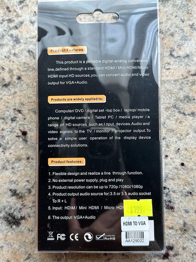 HD conversion cable hdmi to vga, 電腦＆科技, 電腦周邊及配件, 電腦線、轉接線及轉換器 - Carousell