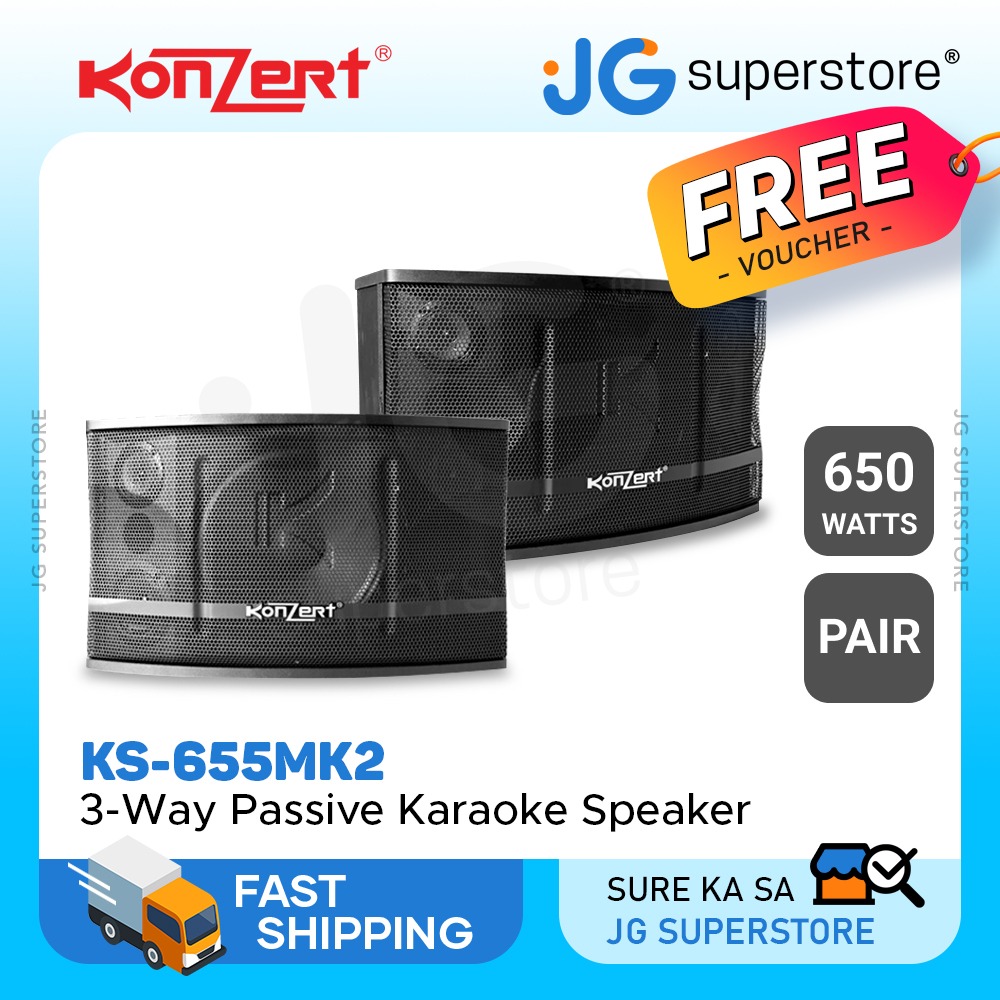 Konzert KS-655MK2 12" 650W 3-Way Bass Reflex Passive Karaoke Speaker ...