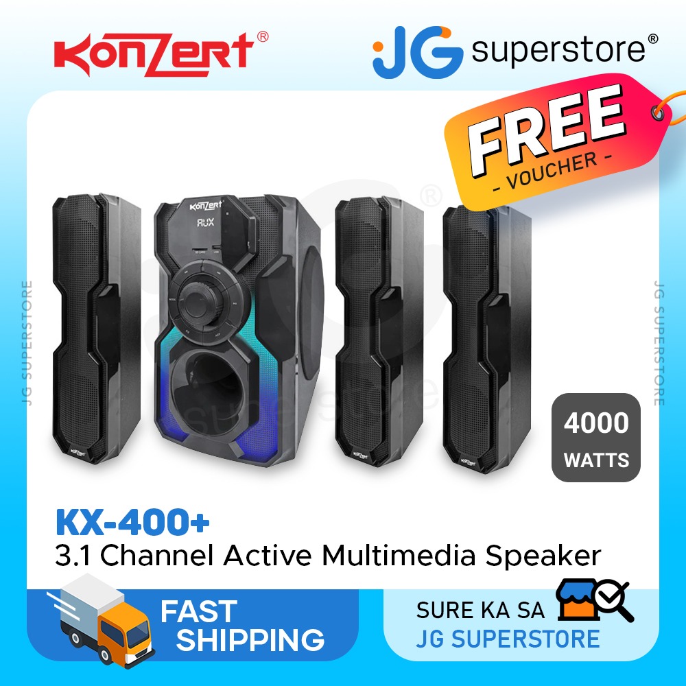 Konzert KX-400+ 4000W 3.1 Channel Active Multimedia Speaker System with ...