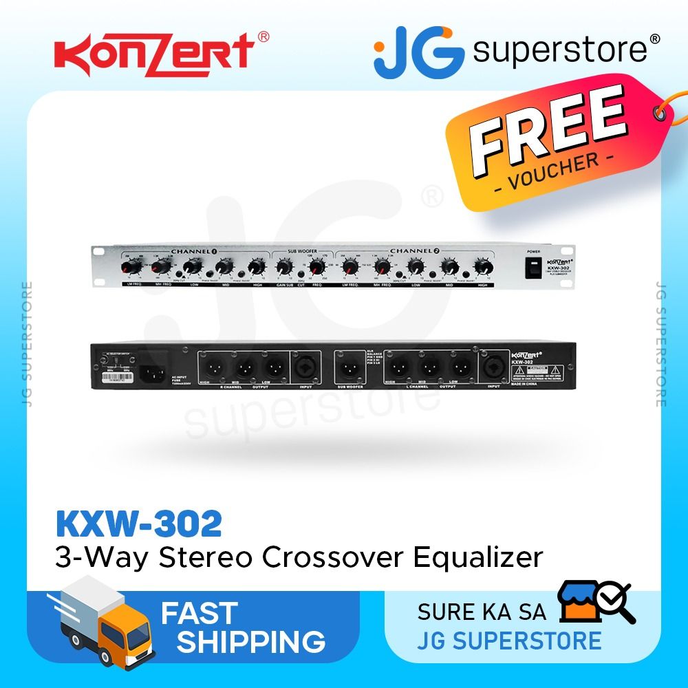 Konzert KXW-302 3-Way Stereo Crossover Equalizer with Sub Out Low / Mid ...