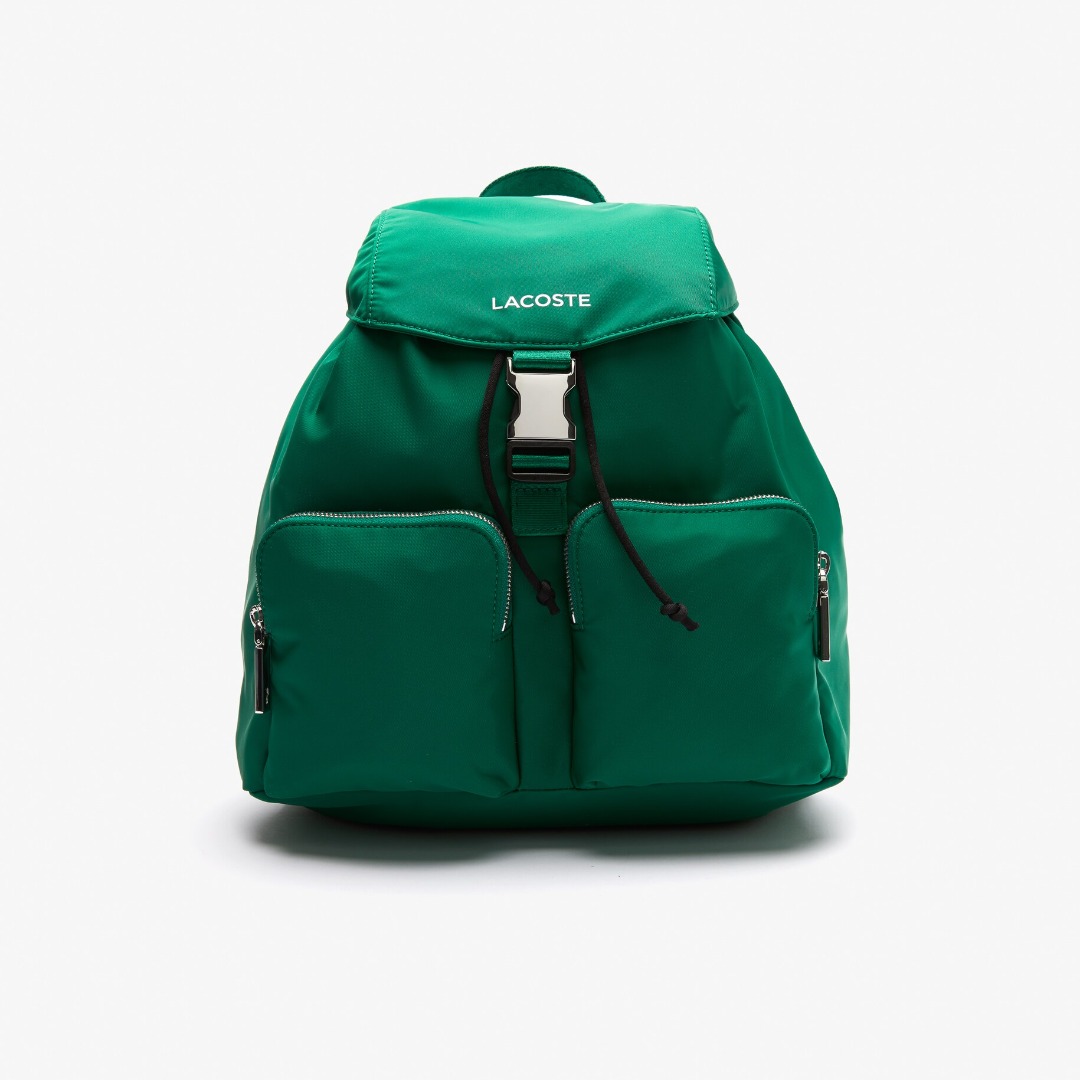 LACOSTE Unisex Branded Nylon Flap Backpack, Women's Fashion, Bags ...
