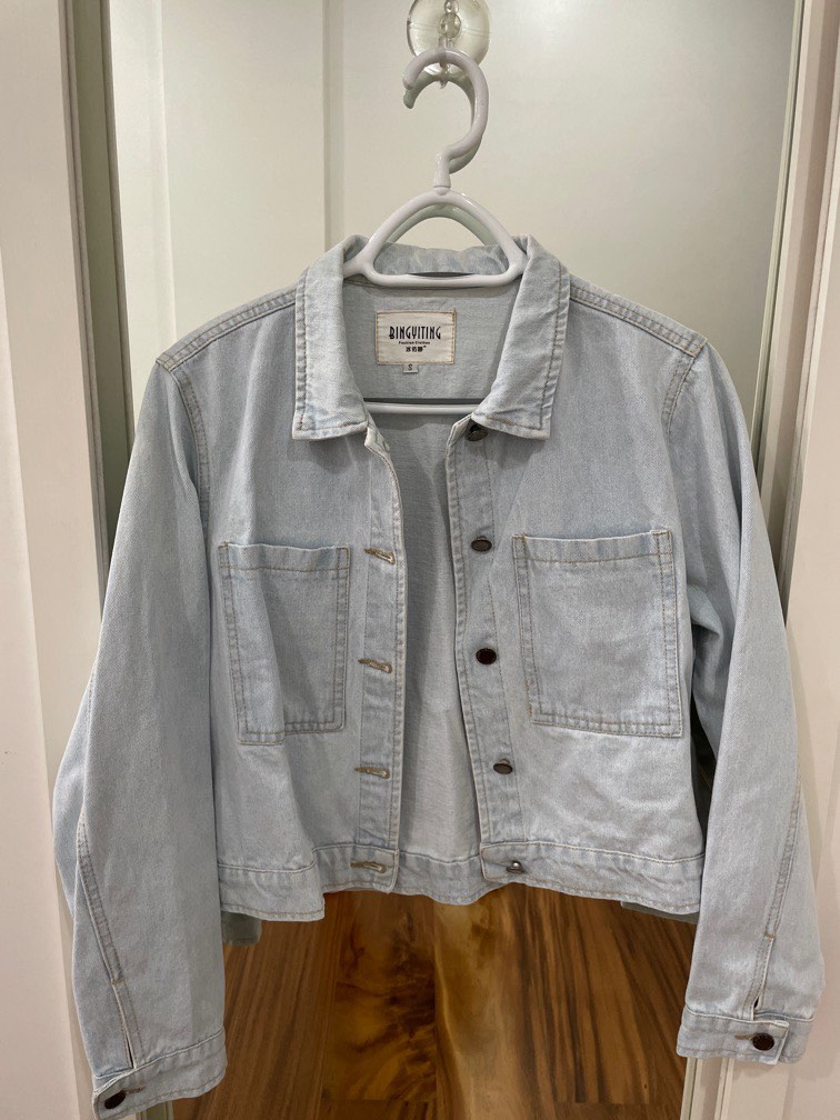 Light Blue Faded Denim Jacket on Carousell
