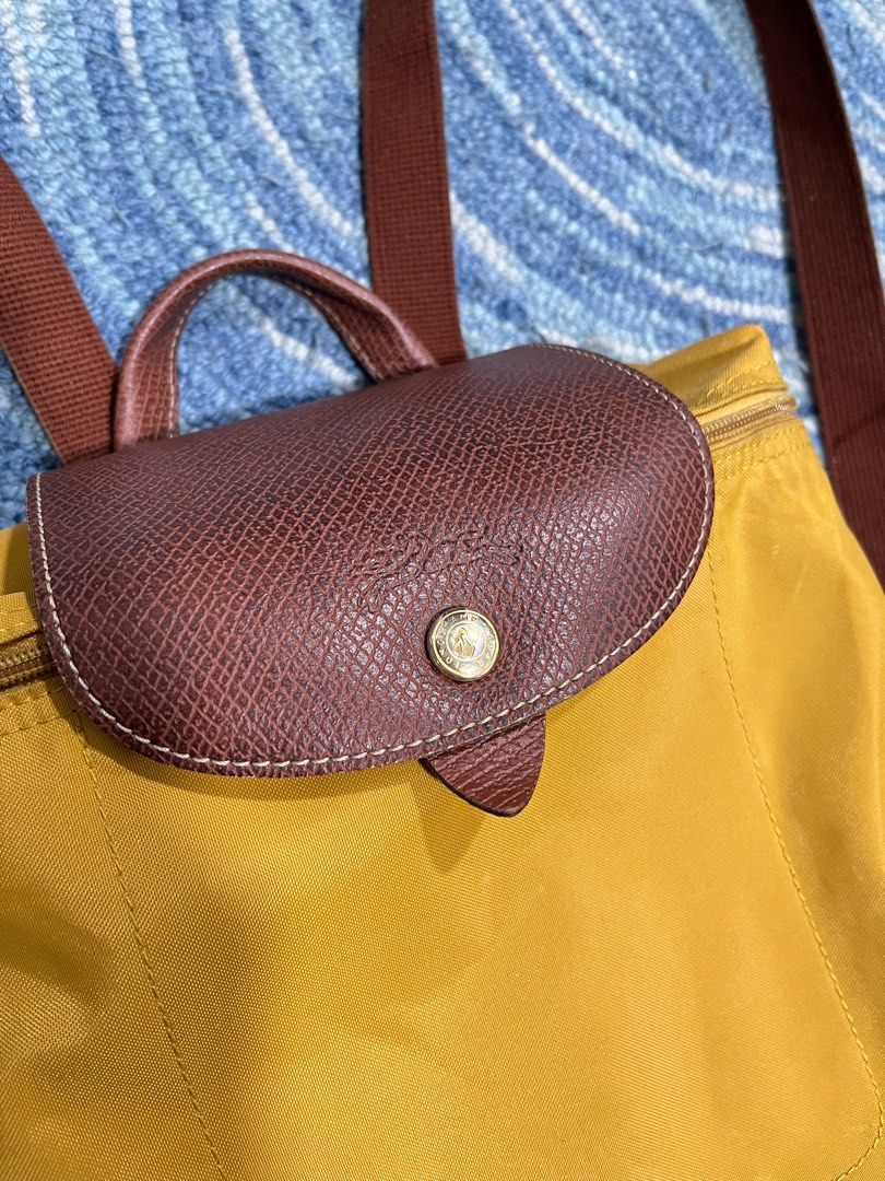 LONGCHAMP ORIGINAL BUTTON SAC A DOS MUSTARD YELLOW backpack bag with ...