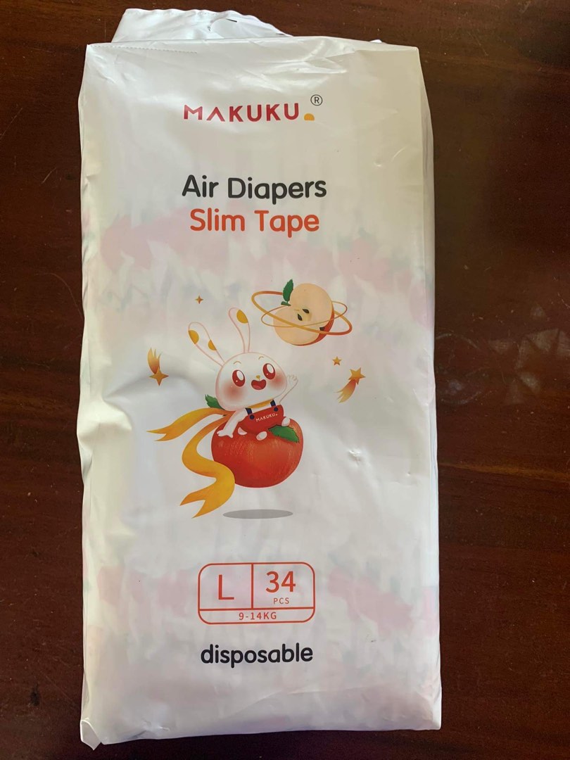 Makuku Air Diapers Slim Tape Large Size (34 pcs per pack) 350 pesos 4 ...