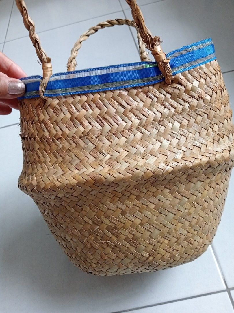Mengkuang Storage Basket Collapsible Handmade Wicker Rattan Seagrass ...