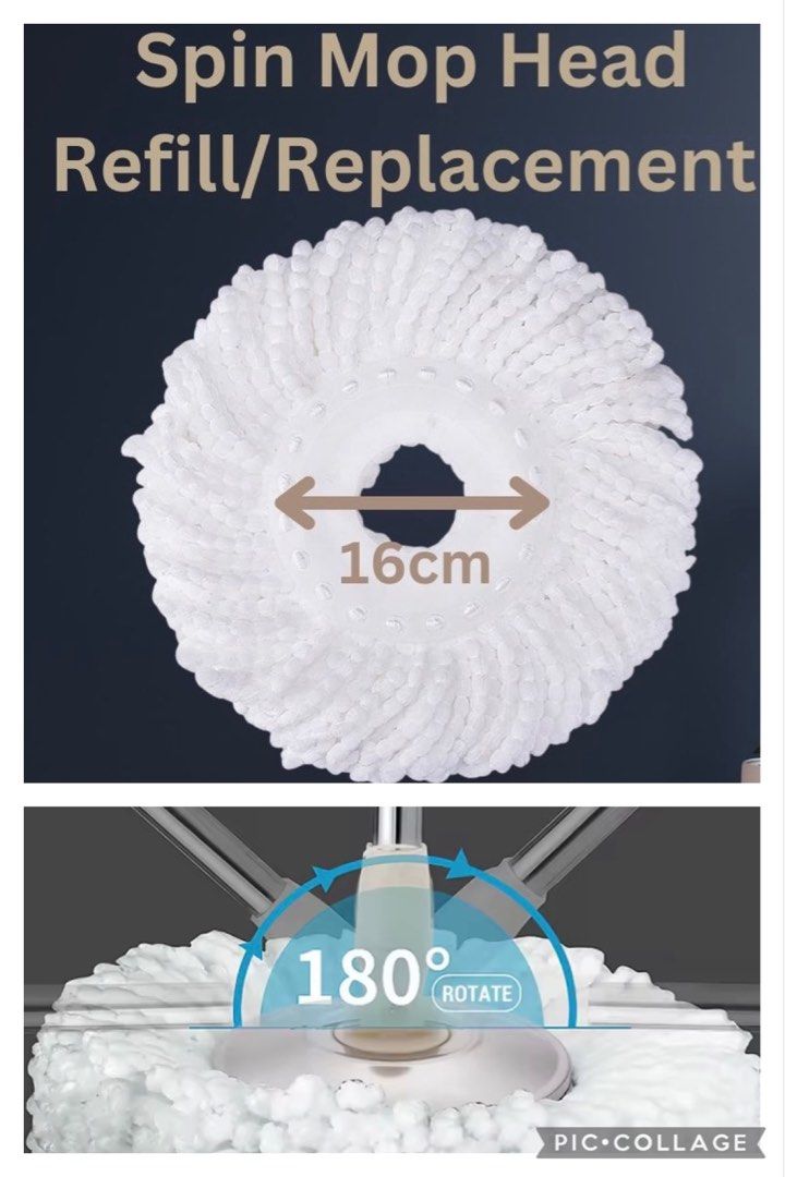 Micro-fiber Spin Mop Head Refill Replacement (Compatible for 360 Degree ...