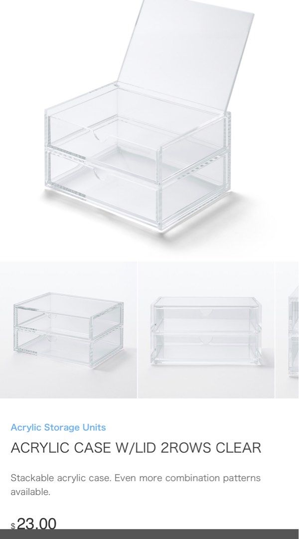 MUJI Acrylic Flip Top Box - 2 Drawers - Narrow, Furniture & Home Living ...