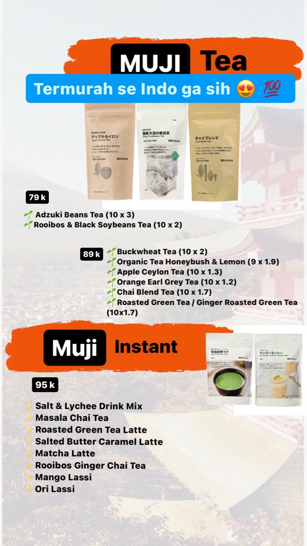 MUJI INSTANT DRINK MUJI TEA BAG, Makanan & Minuman, Makanan Instan di ...