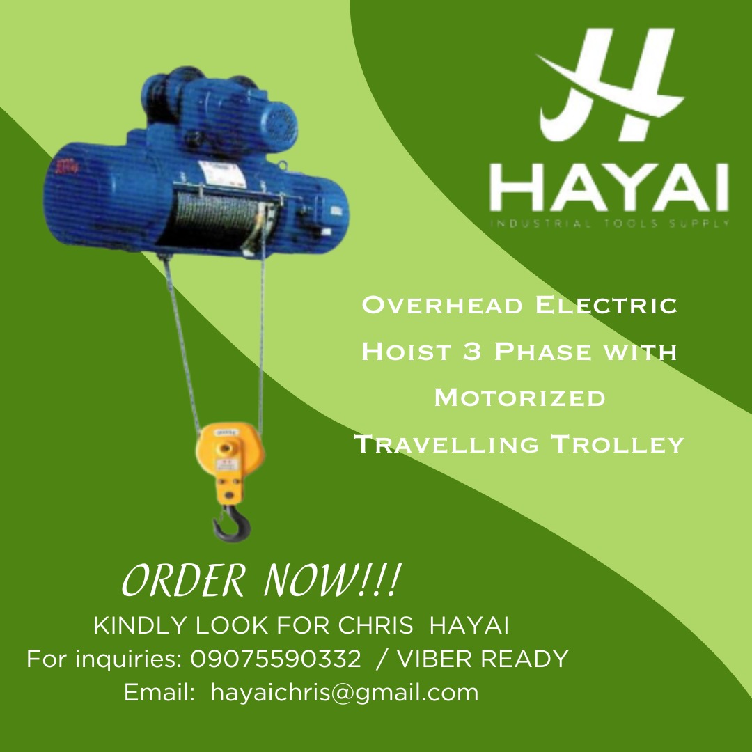 Overhead Electric Hoist 3 Phase with Motorized Travelling Trolley ...