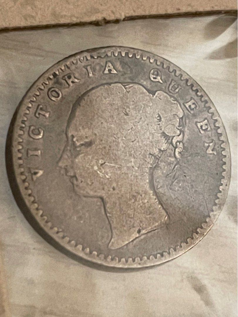 Rarer 1840 1/4 rupee silver coin india collector Victoria British Raj ...