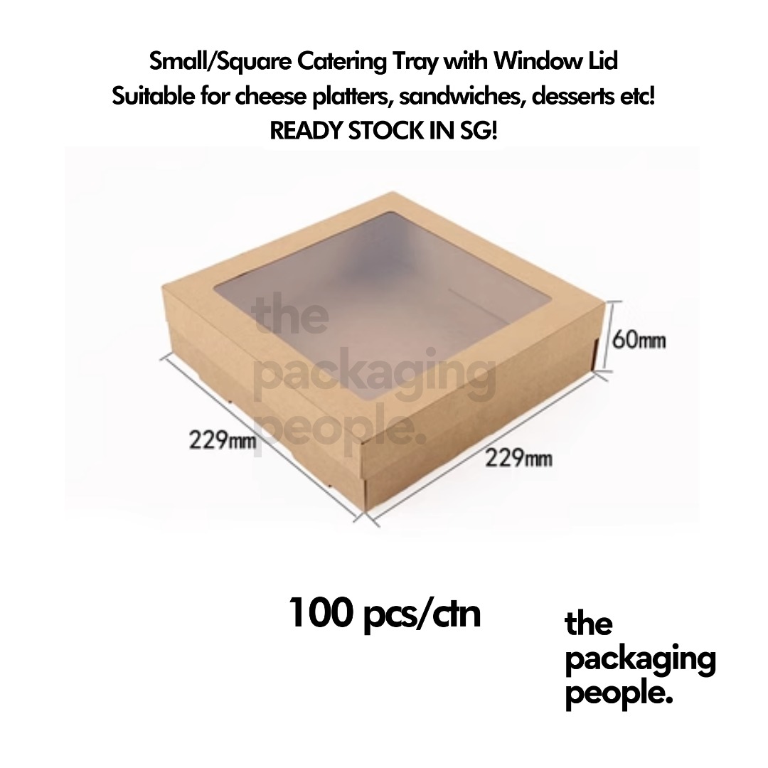 [Ready Stock in SG!] Small Square Catering Tray with Window (100Pcs/Ctn ...
