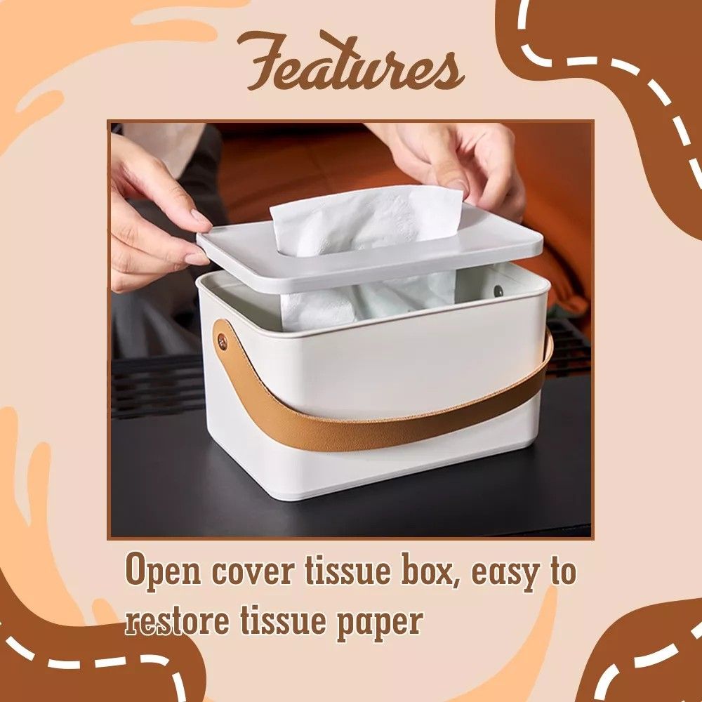 Rectangle Tissue Box With Leather Handle Kotak Tisu, Furniture & Home ...