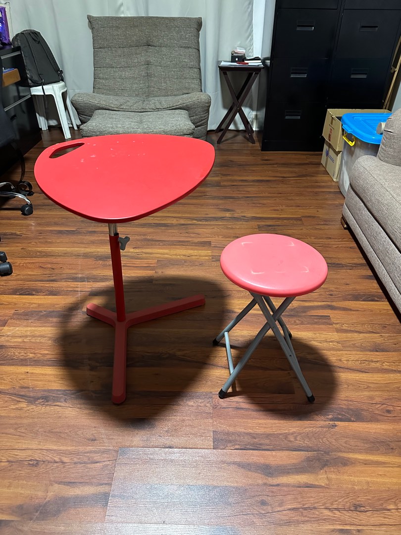 Red table with chair, Furniture & Home Living, Office Furniture ...