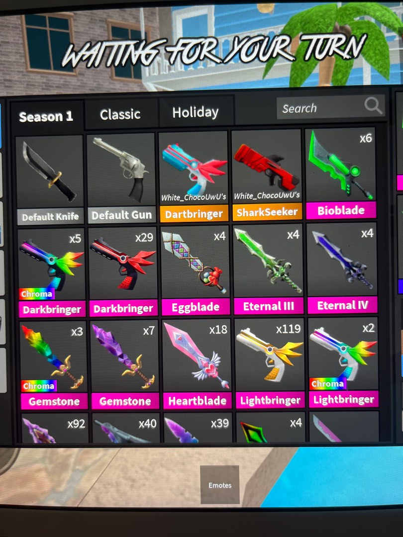 Roblox murder mystery 2 mm2 weapons godlys inventory, 電子遊戲, 電子遊戲, 其他 ...