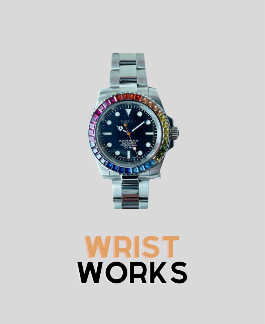 SEIKO MOD RAINBOW JEWEL BEZEL SUBMARINER 40MM, Men's Fashion, Watches ...